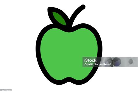 사과 단일 잎 현실적인 그라디언트 메쉬 디자인 흰색에 고립 된 신선한 녹색 사과의 현실적인 3d 벡터 일러스트 레이 션 사과에 대한 스톡 벡터 아트 및 기타 이미지 Istock