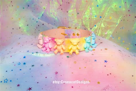 Kawaii Cute Rainbow Colors Bears Choker Necklace Etsy