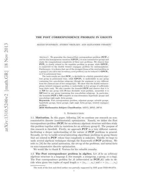 Pdf The Post Correspondence Problem In Groups