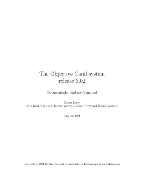 the objective caml system release 3 02 the caml language inria
