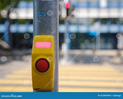 Close Up Of A Crosswalk Signal Button Taken At A Pedestrian Controlled