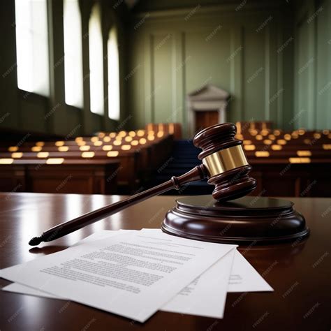Gavel And Legal Document On A Judges Desk In A Courtroom Premium Ai