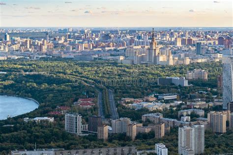 Aerial View Of Msu University Building In Sunset Stock Image Image Of