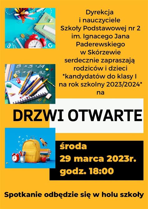 Zapraszamy na DRZWI OTWARTE marca r Szkoła Podstawowa nr im Ignacego Jana