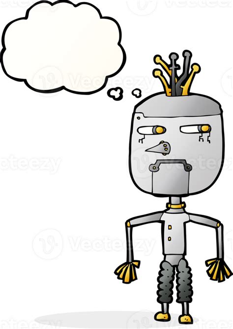 Cartoon Robot With Thought Bubble 42326754 Png