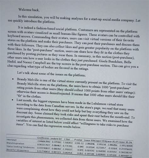 Solved In This Simulation You Will Be Making Analyses For A