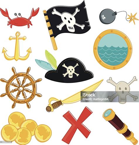 Sketchy Pirate Essentials向量圖形及更多金圖片 金 插圖 海盜 Istock