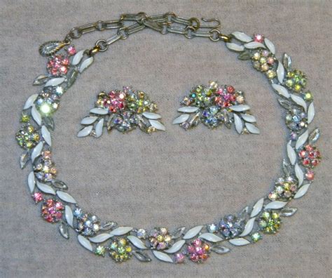 Vintage Lisner Rhinestone Aurora Borealis Necklace Set 7500 Via