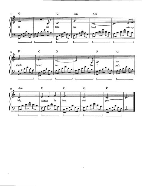 Cant Help Falling In Love Piano Chords Lyrics Digital Printable