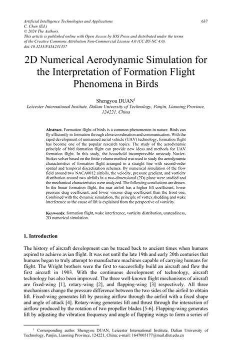 Pdf 2d Numerical Aerodynamic Simulation For The Interpretation Of Formation Flight Phenomena