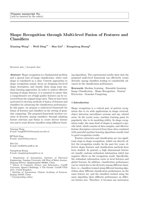 pdf shape recognition through multi level fusion of features and