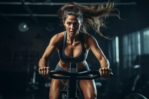 Premium Ai Image Crossfit Woman Doing Intense Cardio Training On