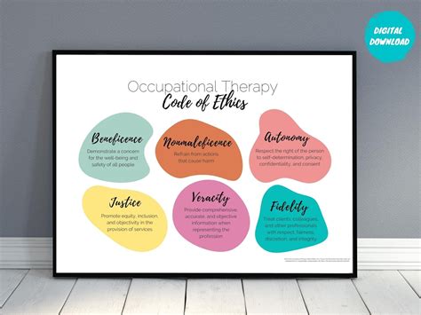 Ot Code Of Ethics And Core Values Poster Therapy Office Decor Digital Download Etsy