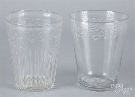 Two Stiegel Type Etched Glass Flips Sold At Auction On 22nd June