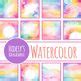 Pastel Rainbow Watercolor Slide Backgrounds Borders Digital Paper Clip Art