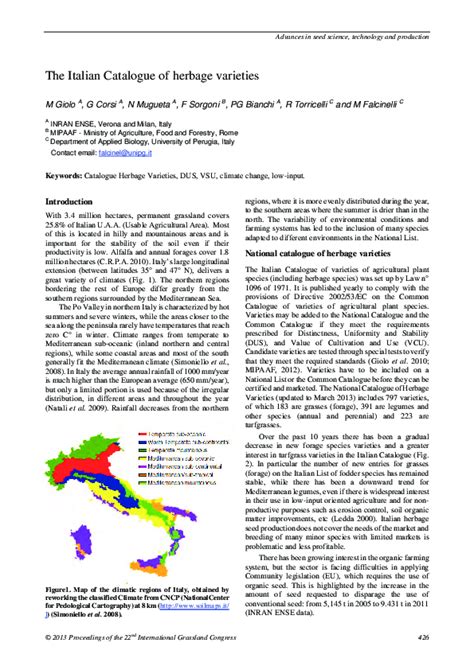 Pdf The Italian Catalogue Of Herbage Varieties