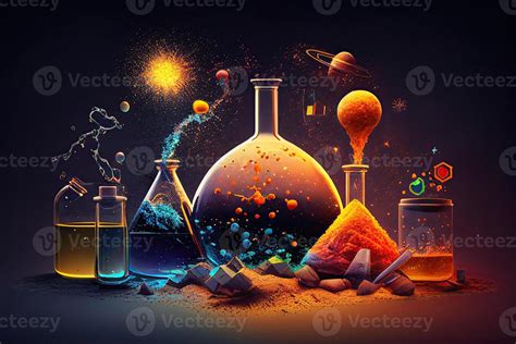 Science Background Illustration Scientific Design Flasks Glass And