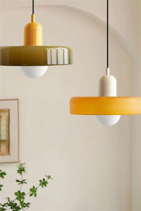 Morandi Glass Disc Orb Pendant Lamp Glass Pendant Lamp Yigo