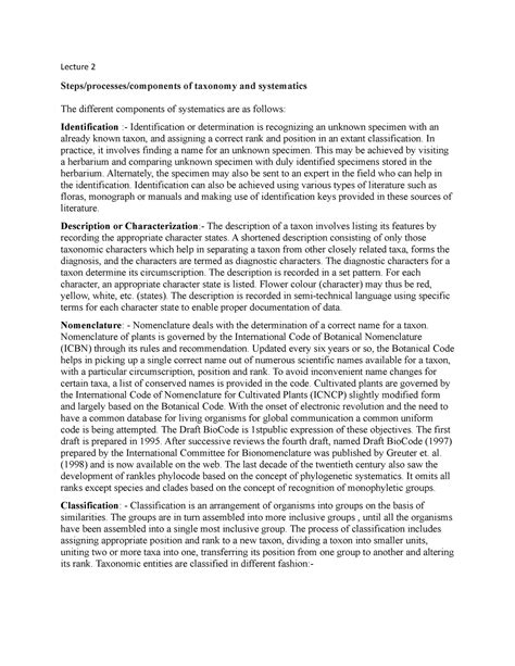 Lecture 2 Nice Course Material Lecture 2 Steps Processes Components Of Taxonomy And