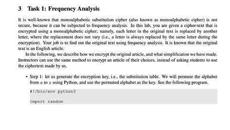Solved 3 Task 1 Frequency Analysis It Is Well Known That