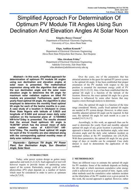 Pdf Simplified Approach For Determination Of Optimum Pv Module Tilt Angles Using Sun
