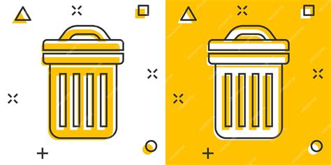 만화 스타일의 쓰레기통 아이콘 흰색 격리 된 배경에 만화 벡터 일러스트 레이 션을 재활용 휴지통 스플래시 효과 기호 비즈니스 개념 프리미엄 벡터