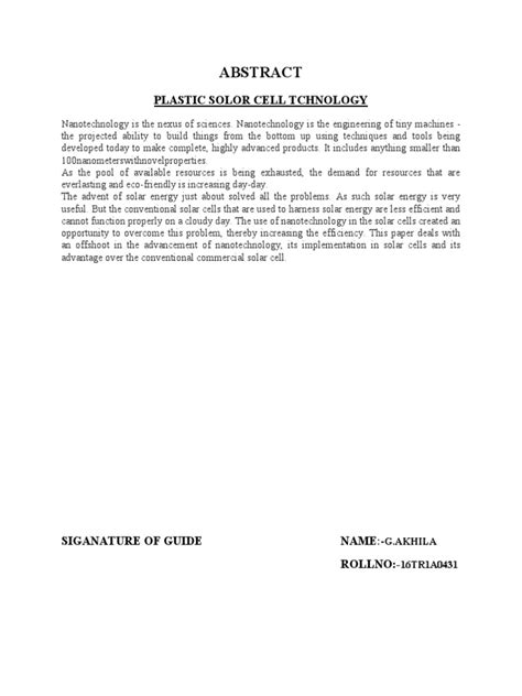 Plastic Solar Cell Technology Pdf