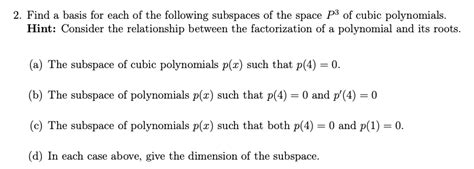 solved 2 find a basis for each of the following subspaces
