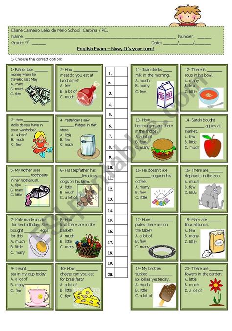 Quantifiers Multiple Choice ESL Worksheet By 5839
