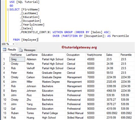 Sql Percentilecont