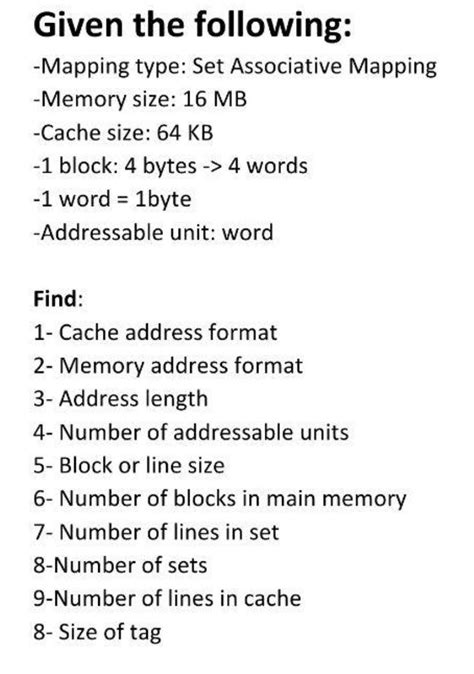 Solved Given The Following Mapping Type Set Associative