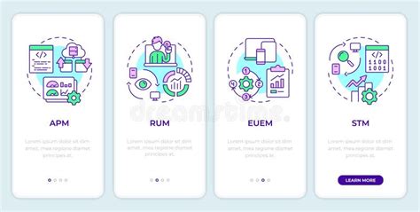 Types Of Digital Monitoring Onboarding Mobile App Screen Stock Vector