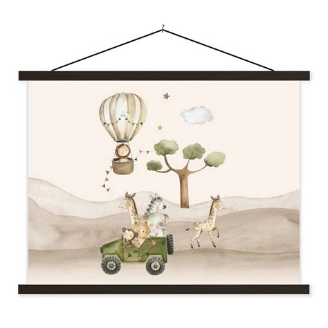 Muchowow Poster Wilde Tiere Safari Aquarell Heißluftballon 1 St
