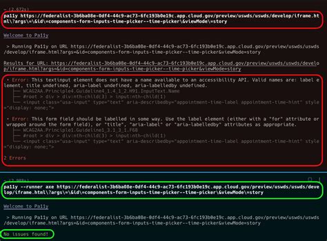 uswds bug time picker fails pa11y accessibility scans due to hidden