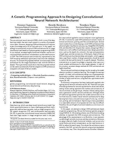 A Genetic Programming Approach To Designing Convolutional Neural Network Architectures A