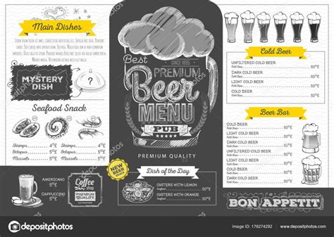 Vintage Beer Menu Design Restaurant Menu Stock Vector By ©annbozshko