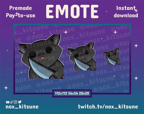 Black Cat Knife Emote Twitch Discord Youtube Streaming Cute Chef