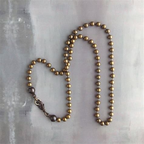 Simple Solid Brass Ball Chain Necklace Oxidized Brass Chain For