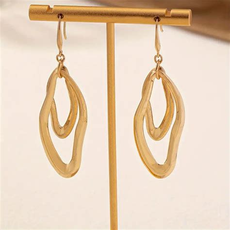 Golden Hollow Irregular Shape Dangle Earrings Simple Punk Temu Canada