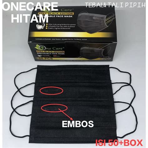 Jual Masker Onecare Hitam Embos Isi 50pcsbox Shopee Indonesia