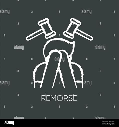 Remorse Chalk White Icon On Black Background Stock Vector Image Art