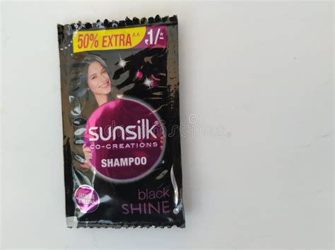 Closeup Of Sunsilk Shampoo Sachet Of 1 Rupees Isolated On White