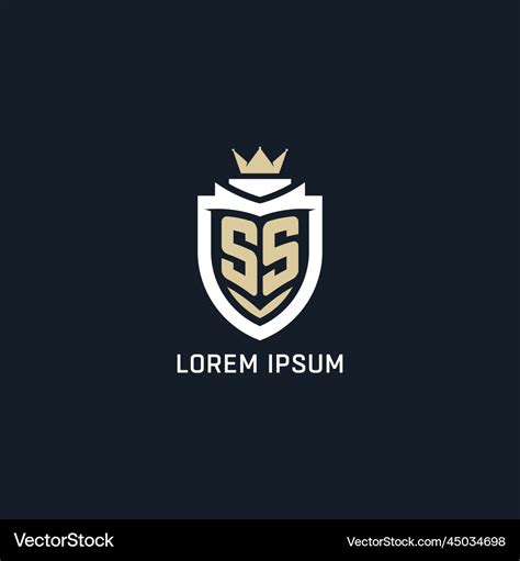 Initial Letter Ss Shield And Crown Logo Style Vector Image
