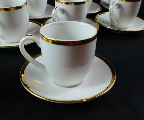 Williams Sonoma Brasserie White And Gold Teaespressodemitasse Cup And