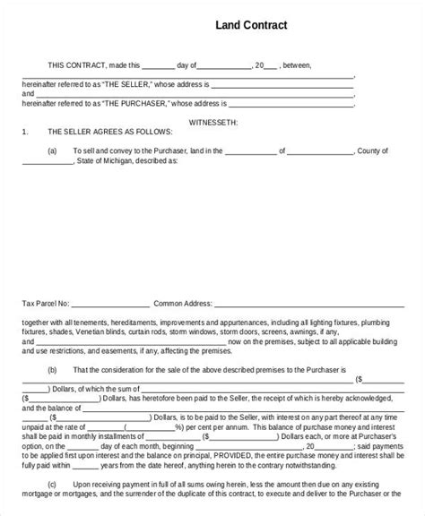 Printable Blank Land Contract Form