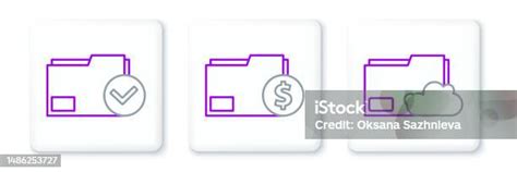 라인 클라우드 스토리지 텍스트 문서 폴더 문서 및 확인 표시 및 재무 아이콘을 설정합니다 벡터 0명에 대한 스톡 벡터 아트 및 기타 이미지 Istock
