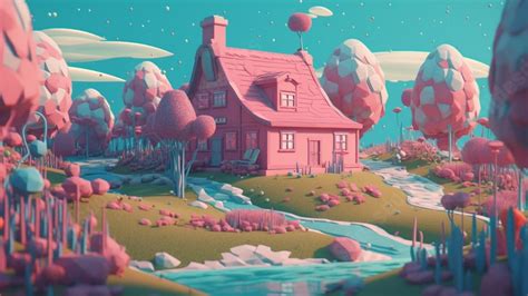 Pink House Water Flow Game Powerpoint Background For Free Download