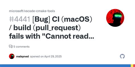 [bug] ci macos build pull request fails with cannot read
