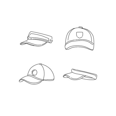 Mütze Handgezeichnete Doodle Illustrationen Vektor Set Premium Vektor