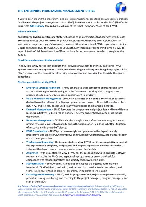 What Is An Epmo Pdf Business Accounting And Finance Business